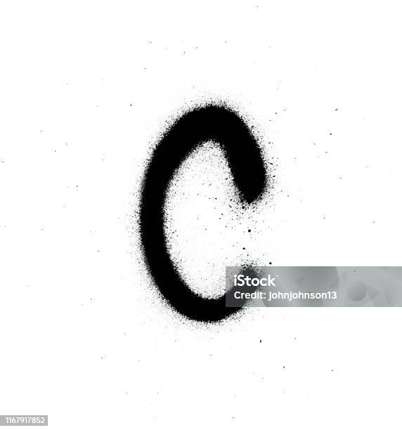Grafiti Tipis C Font Disemprotkan Dalam Hitam Di Atas Putih Ilustrasi