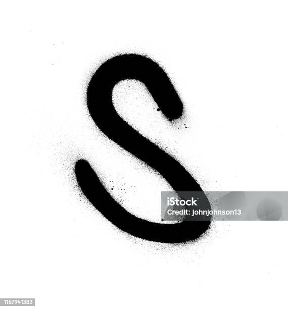 Grafiti S Font Disemprotkan Dalam Hitam Di Atas Putih Ilustrasi Stok