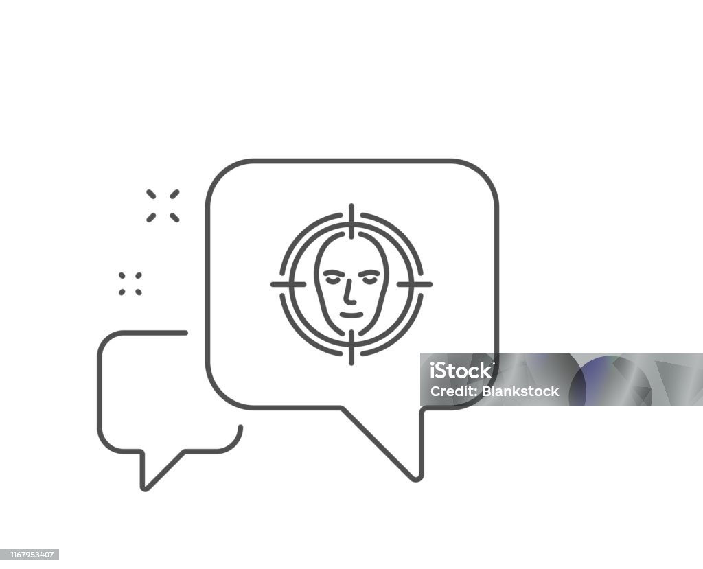 Face Detect Target Line Icon Head Recognition Sign Vector Stock