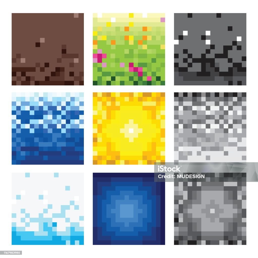 Textures For Platformers Pixel Art Vector Set Stock Illustration ... Textures For Platformers Pixel Art Vector Set Stock Illustration ...