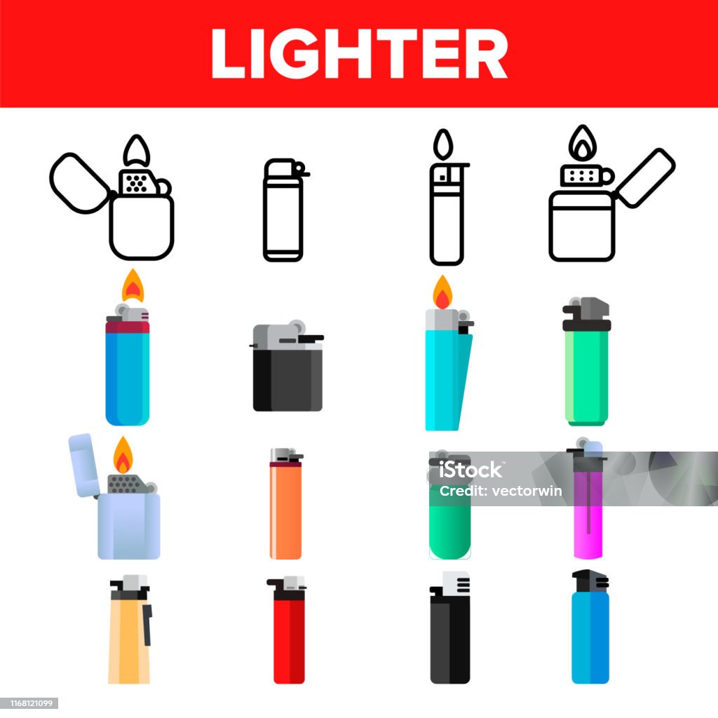 Leichter Icon Set Vektor Gastool Tabakfeuerzeugicons Brennobjekt ... Leichter Icon Set Vektor Gastool Tabakfeuerzeugicons Brennobjekt ...