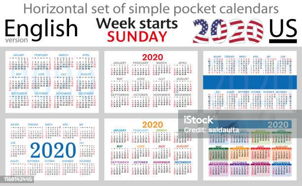 Ilustración de Calendarios De Bolsillo Horizontales En Inglés 2020 y ... Ilustración de Calendarios De Bolsillo Horizontales En Inglés 2020 y ...