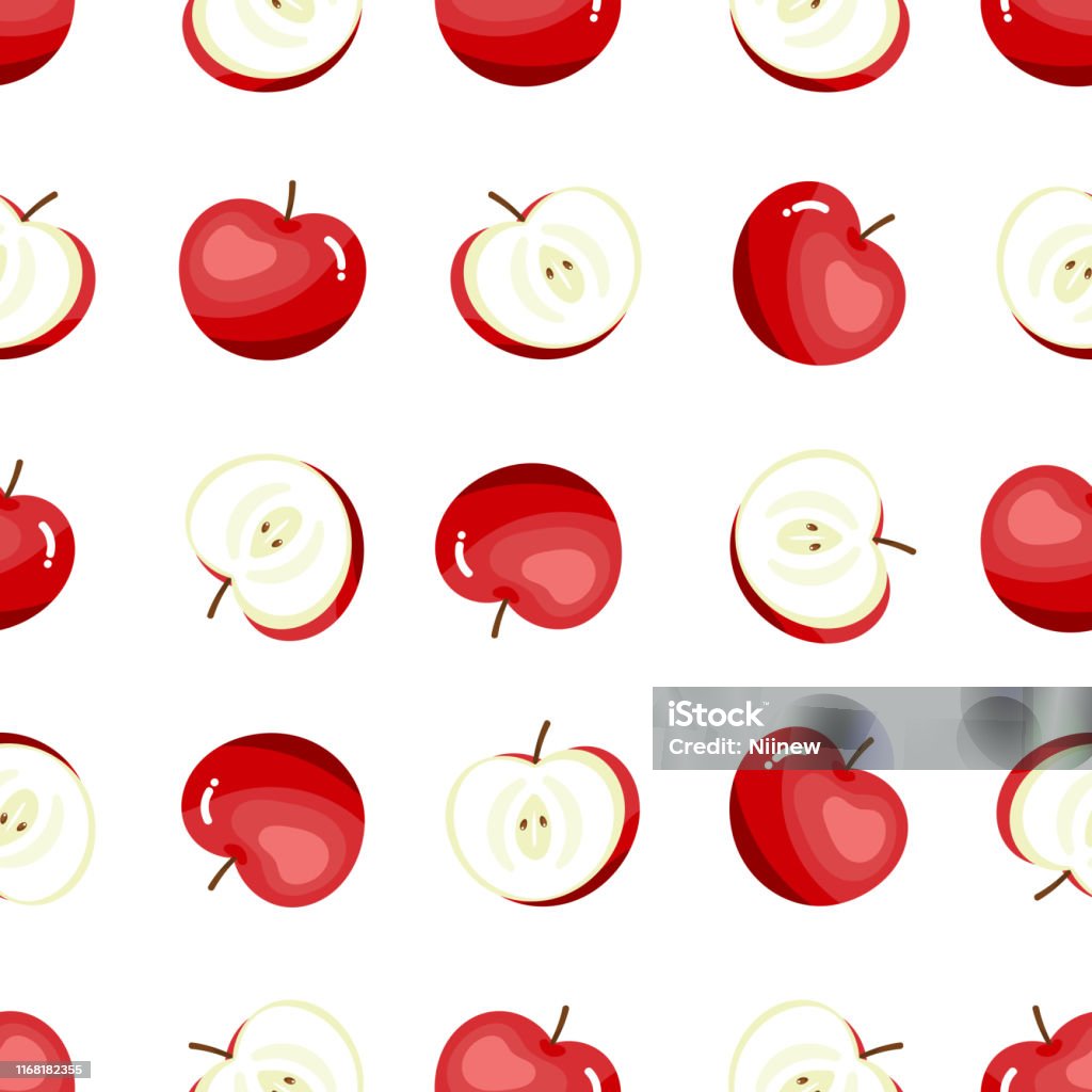 Red Apples Seamless Pattern Stock Illustration Download Image Now