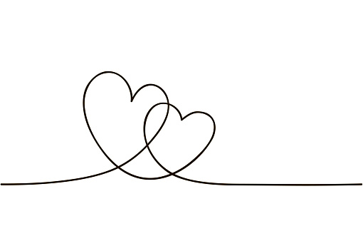 Dessin Dart En Ligne Continue Quelques Coeurs Symbolisent Lamour Femme
