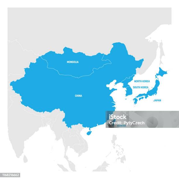 Région De Lasie De Lest Carte Des Pays Dasie De Lest Illustration De