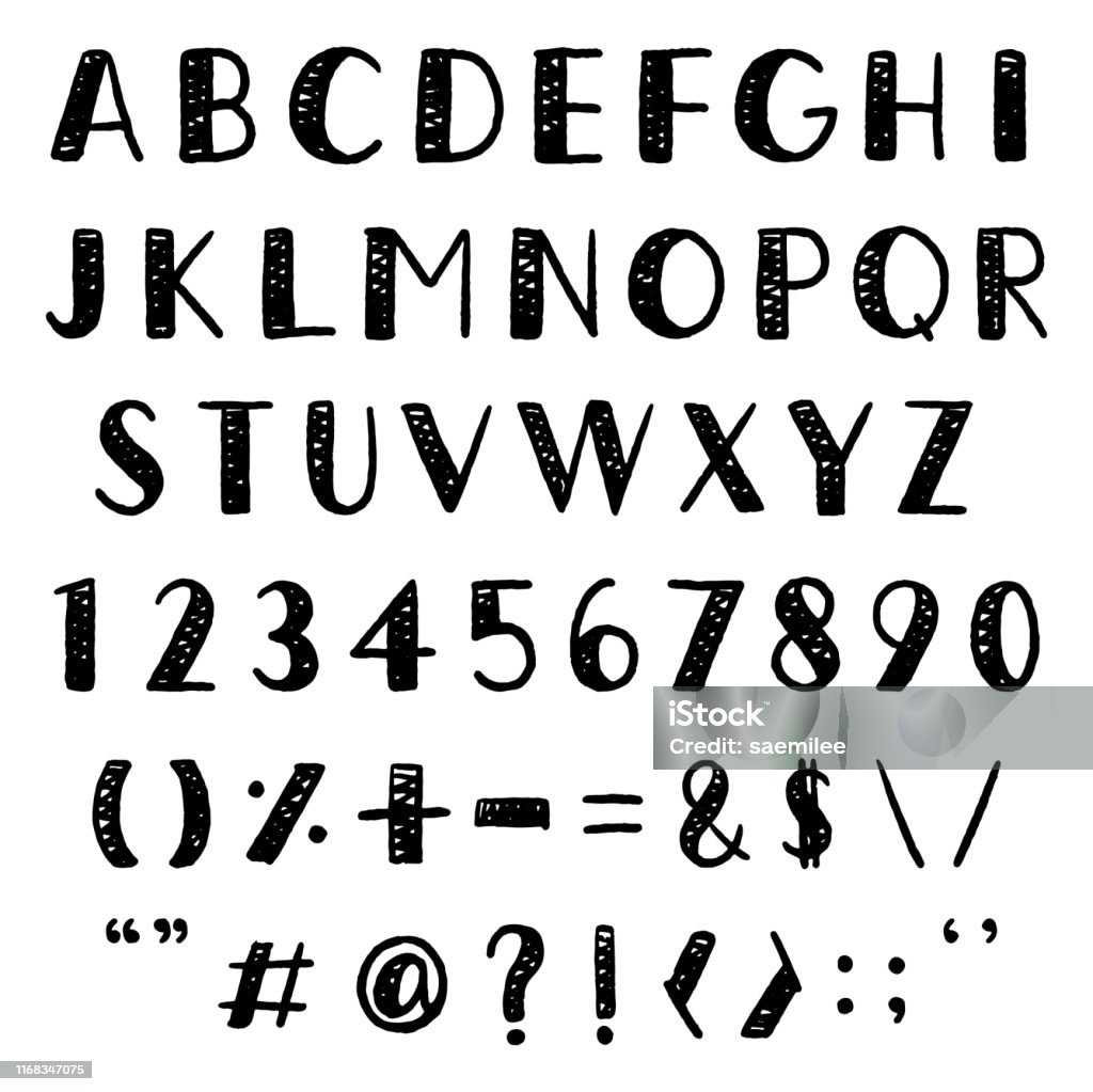 Font Alfabet Yang Digambar Tangan Ilustrasi Stok Unduh Gambar