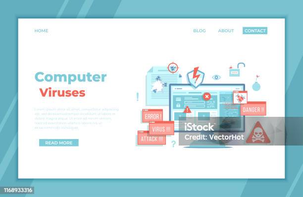 Computer Viruses Attack Errors Detected Warning Signs Stealing Data Monitor With Hacking Virus