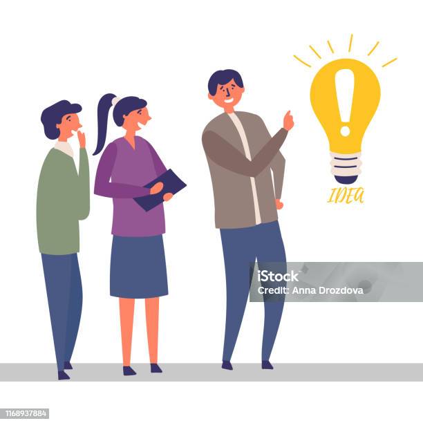 Tim Memecahkan Masalah Kerja Sebuah Ide Kreatif Muncul Brainstorming