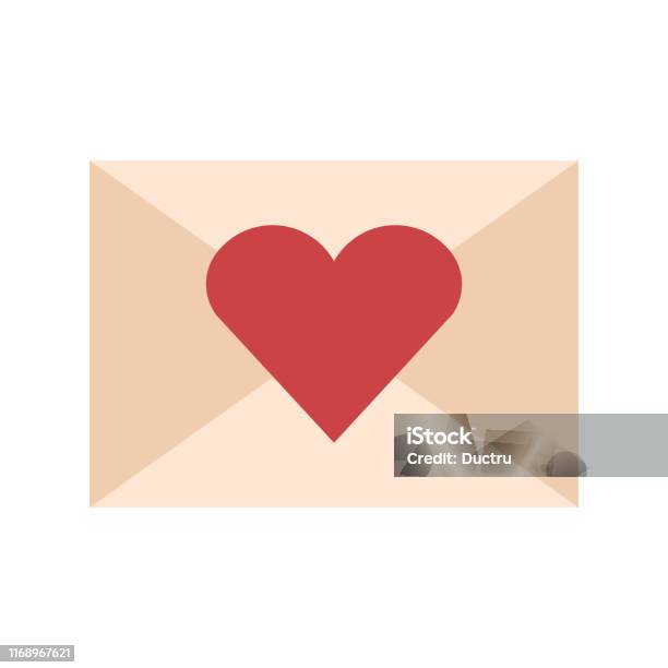 Lettre Damour Dicône De Couleur Illustration Simple De Vecteur Avec La