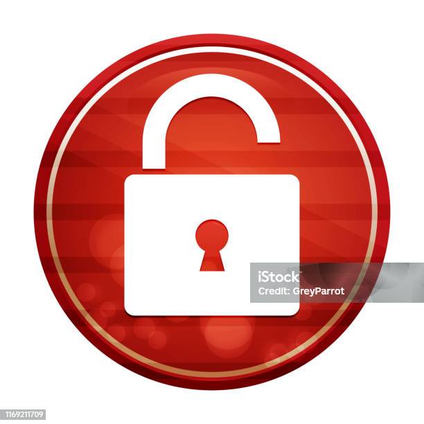 Padlock Icône Ouverte Réaliste Diagonale Mouvement Rouge Illustration