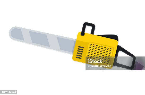 Icône De Tronçonneuse Dans Le Modèle Plat Vecteur Dicône Dillustration