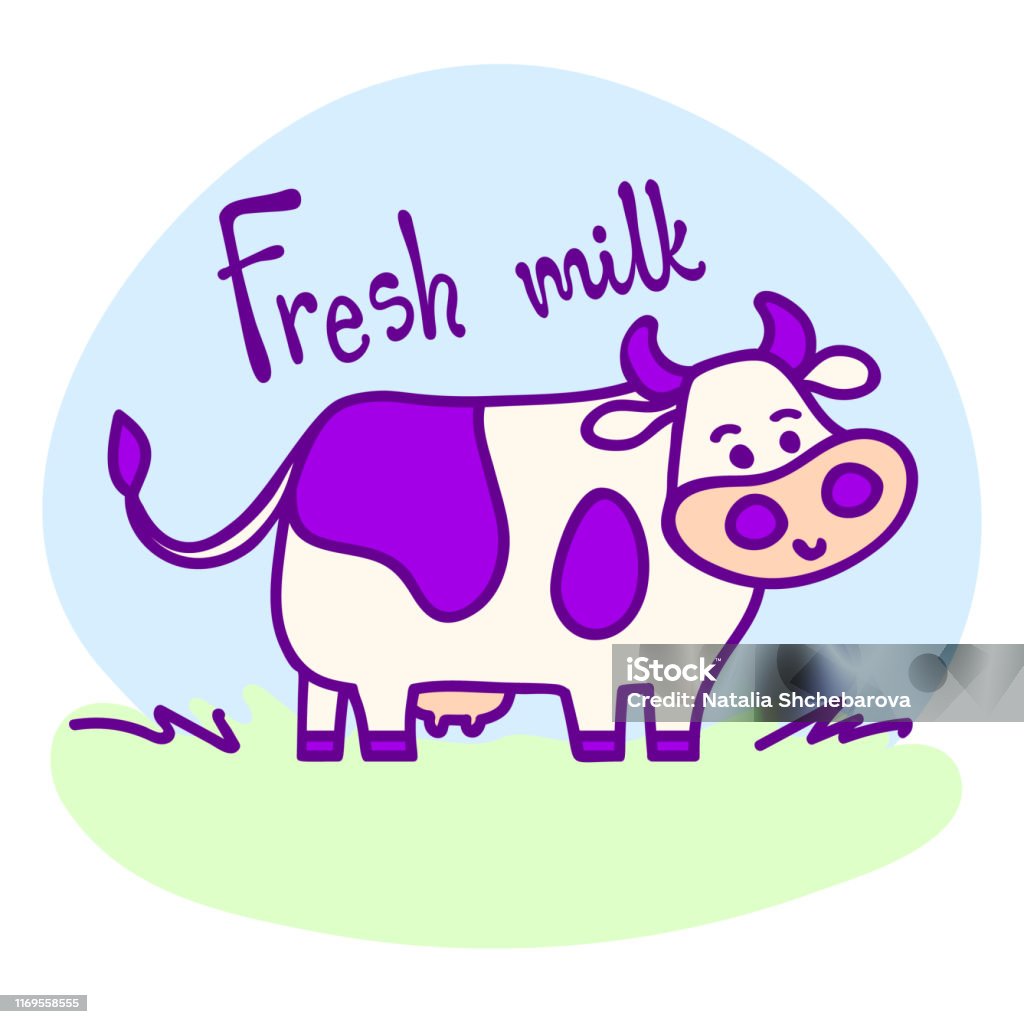 Ilustración de Vaca Linda Manchada De Pie En Colores Pastel Violeta En ... Ilustración de Vaca Linda Manchada De Pie En Colores Pastel Violeta En ...