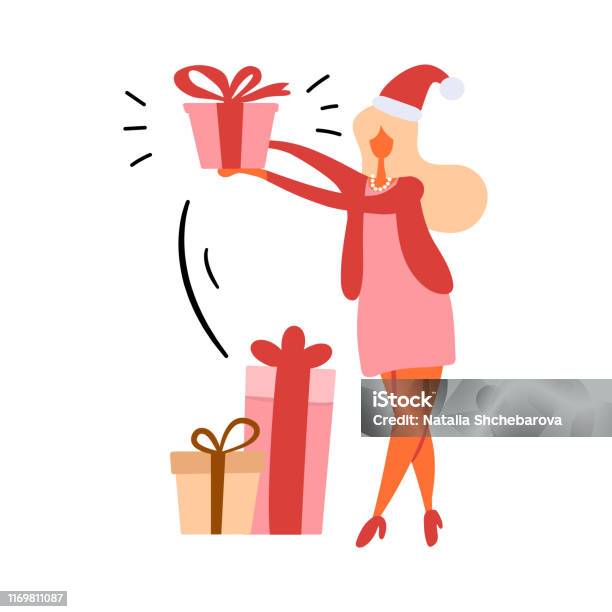 Gadis Kartun Datar Atau Wanita Berdiri Dan Memegang Kotak Hadiah Dengan ... Gadis Kartun Datar Atau Wanita Berdiri Dan Memegang Kotak Hadiah Dengan ...
