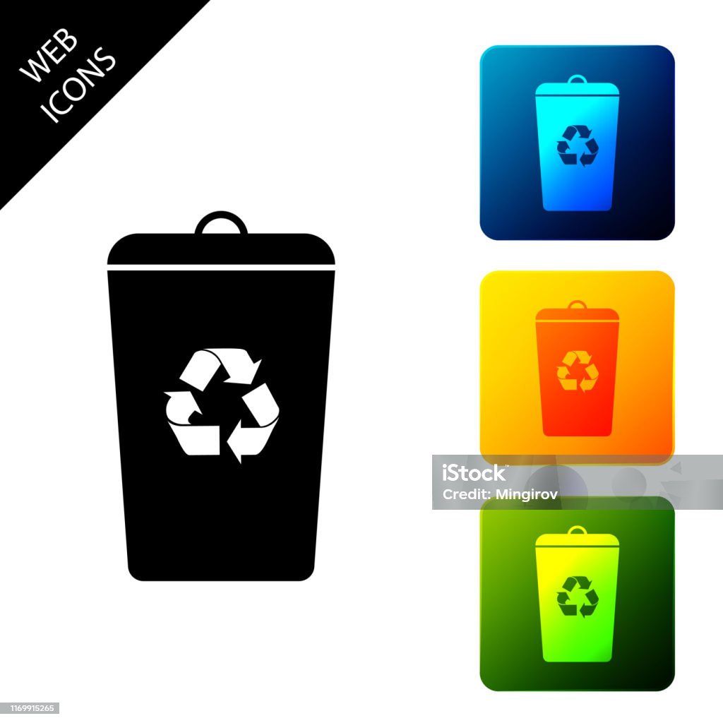 Vetores De Recicl O Escaninho Com Recicl O Ícone Do Símbolo Isolado No