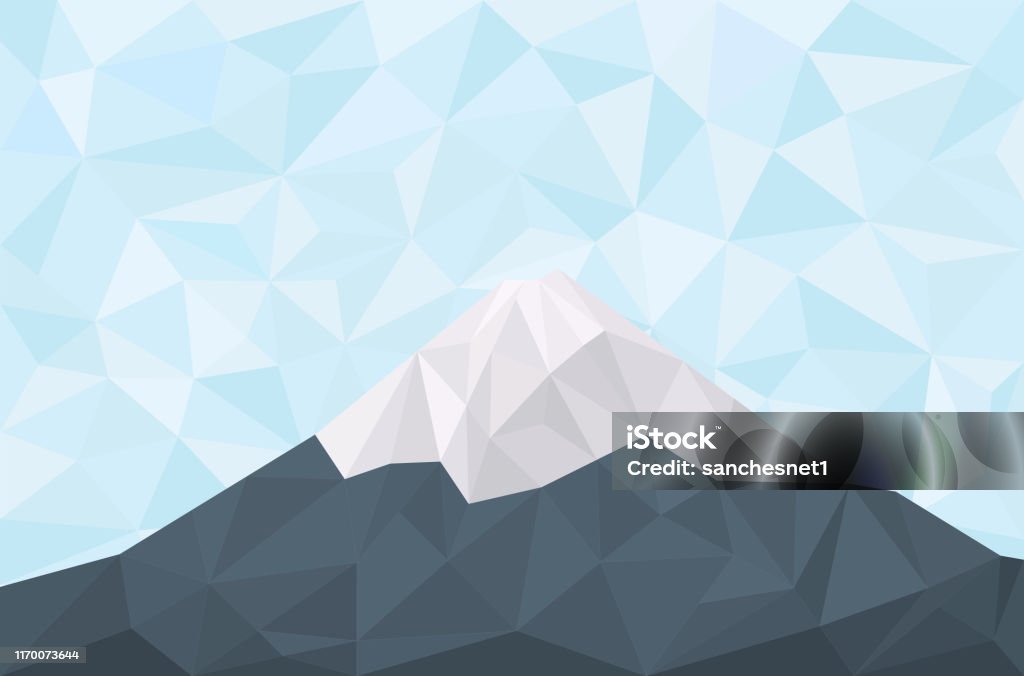 Gunung Poligonal Geometris Lanskap Segitiga Dengan Puncak Gunung Fuji