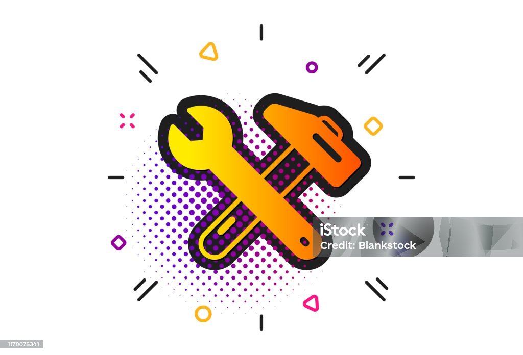 Spanner Et Icône De Marteau Signe De Service De Réparation Vecteur
