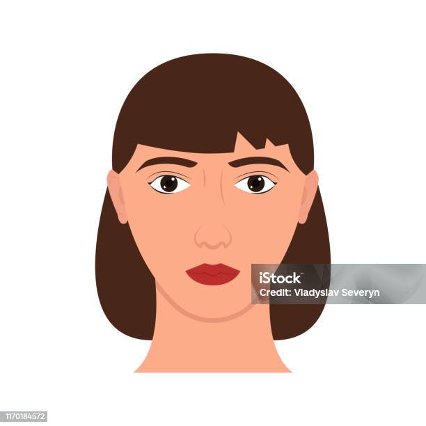 Icône Plate Davatar De Tête De Fille Illustration De Vecteur De Femme