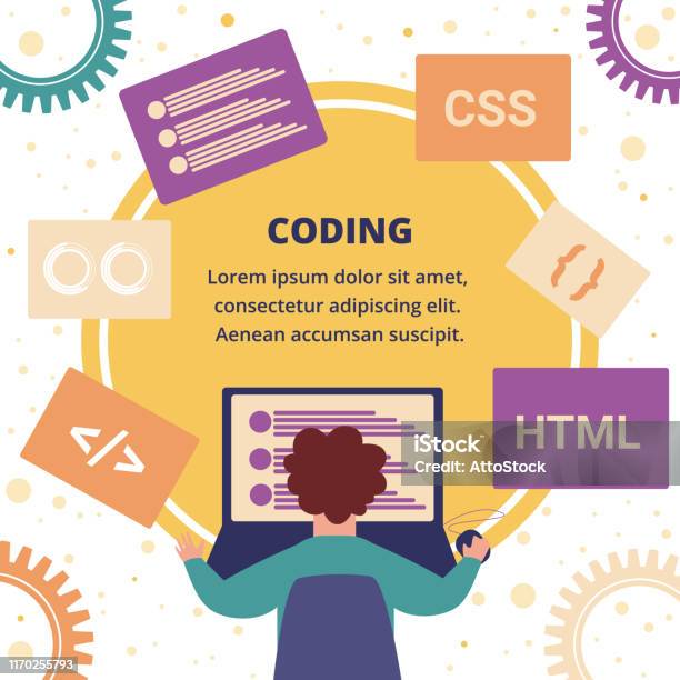 Man Programmer Designer Project Css Html Coding Stock Illustration Download Image Now Adult