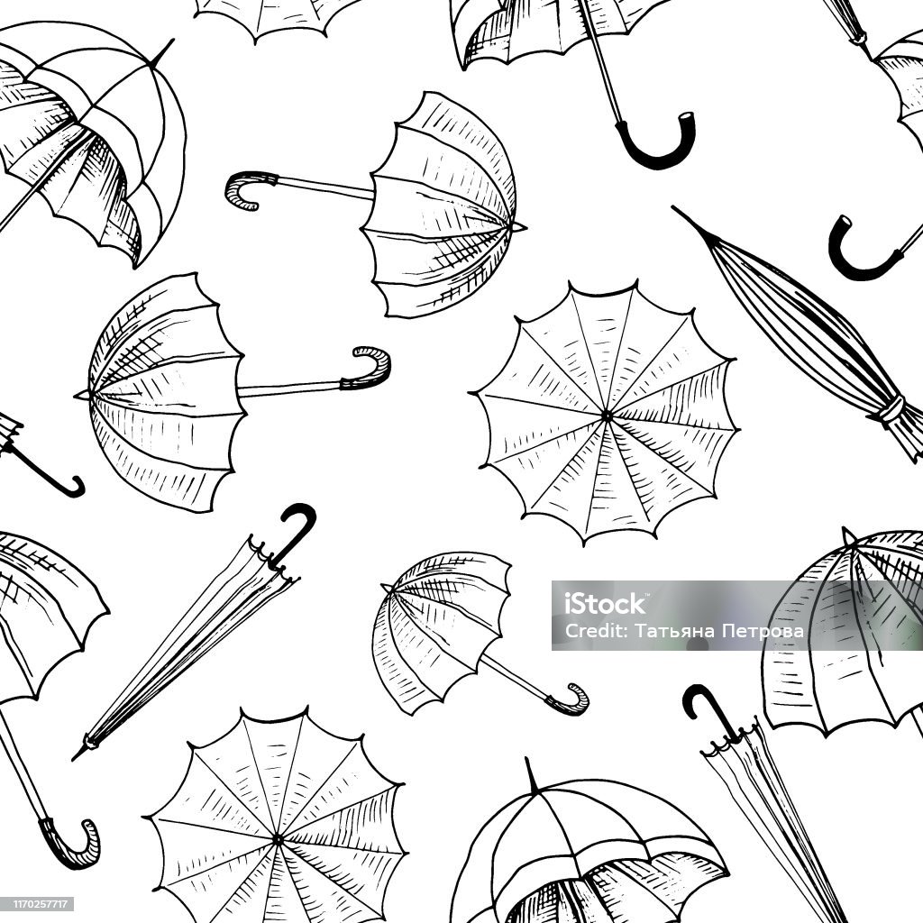 Umbrellas Seamless Sketch Pattern Black Hand Drawn Umbrellas Without ... Umbrellas Seamless Sketch Pattern Black Hand Drawn Umbrellas Without ...