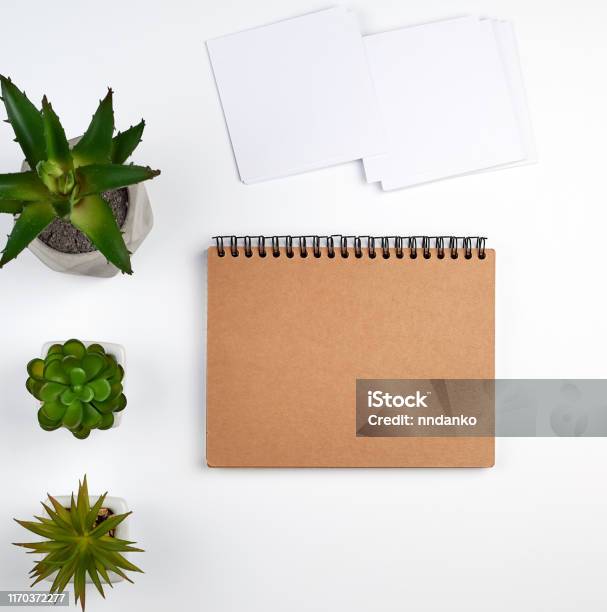 Notebook Spiral Terbuka Dengan Lembaran Coklat Kosong Pot Dengan ... Notebook Spiral Terbuka Dengan Lembaran Coklat Kosong Pot Dengan ...