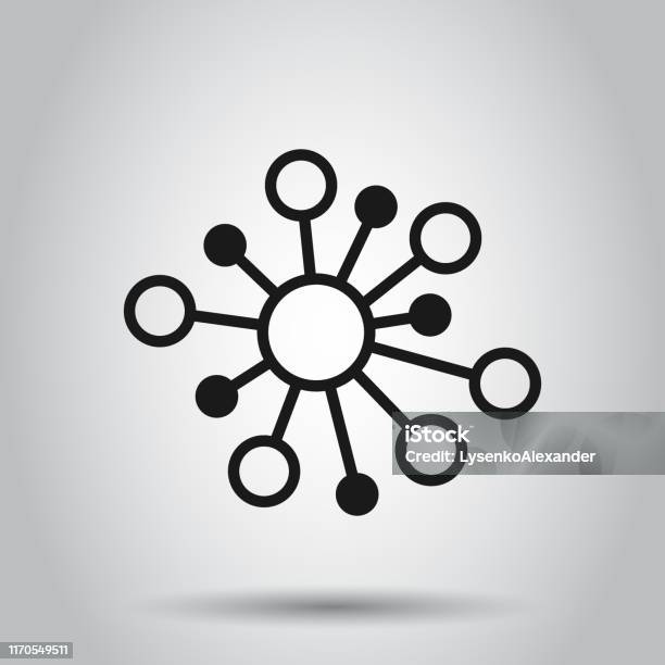 Icône De Signe De Connexion Réseau Hub Dans Un Style Plat Illustration