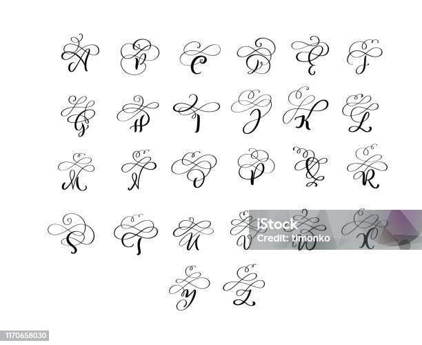 Vector Hand Drawn Kaligrafi Berkembang Huruf Monogram Atau Logo Huruf
