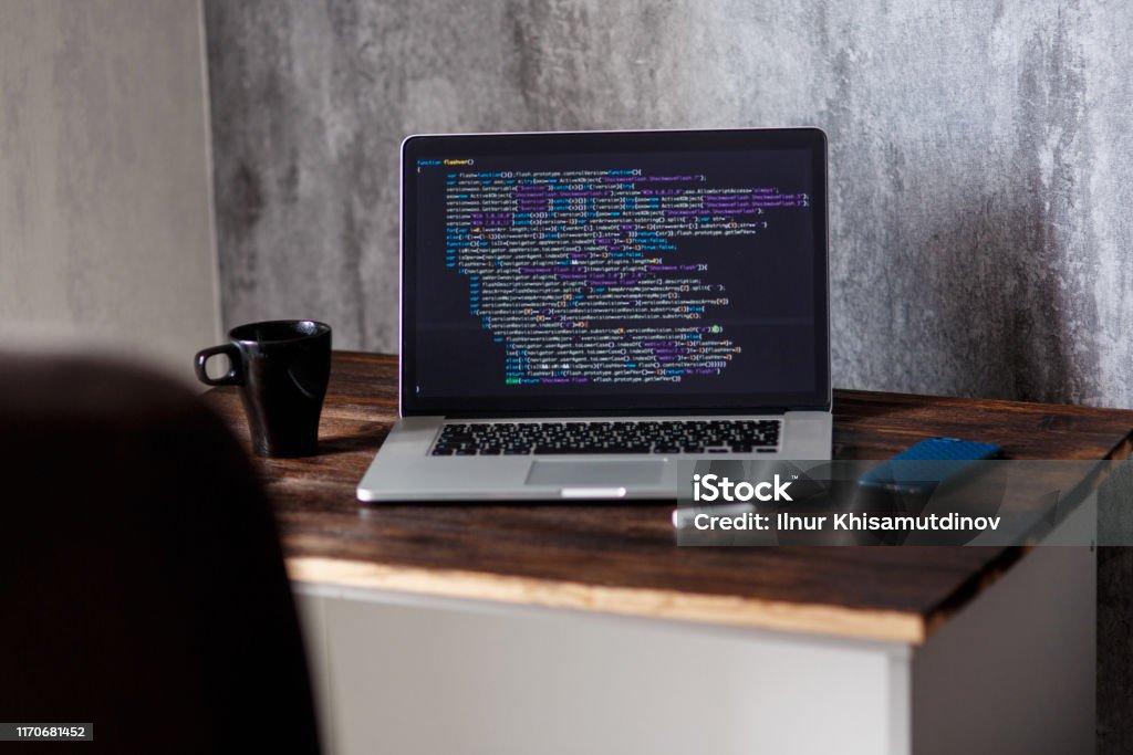 Closeup Coding Html And Programming On Screen Laptop Development Web