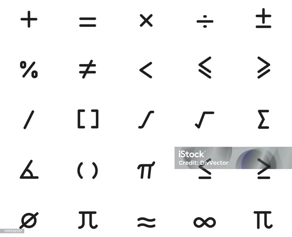 Ilustración De Conjunto De Iconos De Símbolos Matemáticos Y Más