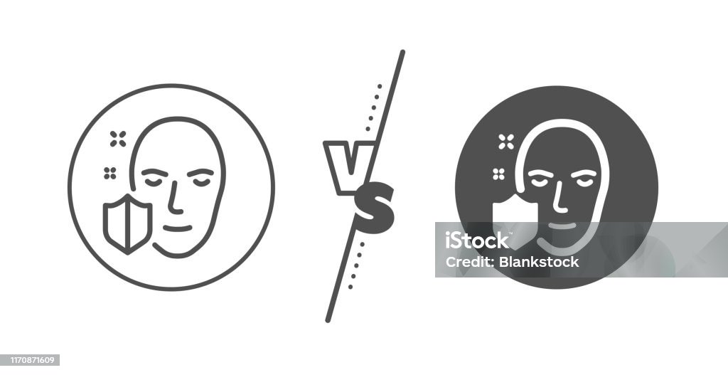 Face Detection Protected Line Icon Secure Access Sign Vector Stock