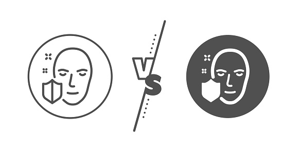 Face Detection Protected Line Icon Secure Access Sign Vector Stock