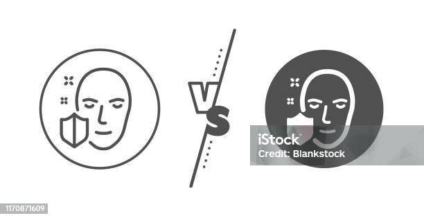 Face Detection Protected Line Icon Secure Access Sign Vector Stock