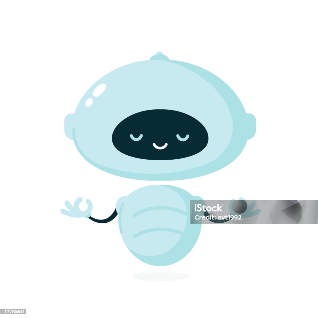 Cute Smiling Robot Bot Meditate In Yoga Pose Stock Illustration Download Image Now Balance