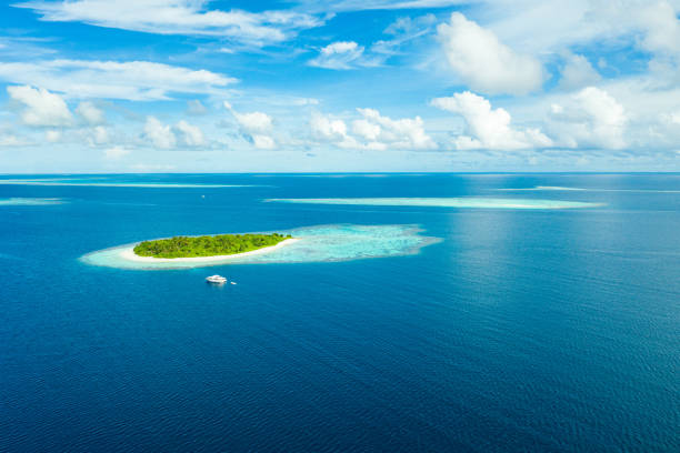Free Stock Photo of Aerial View of Island in the Middle of Ocean ...