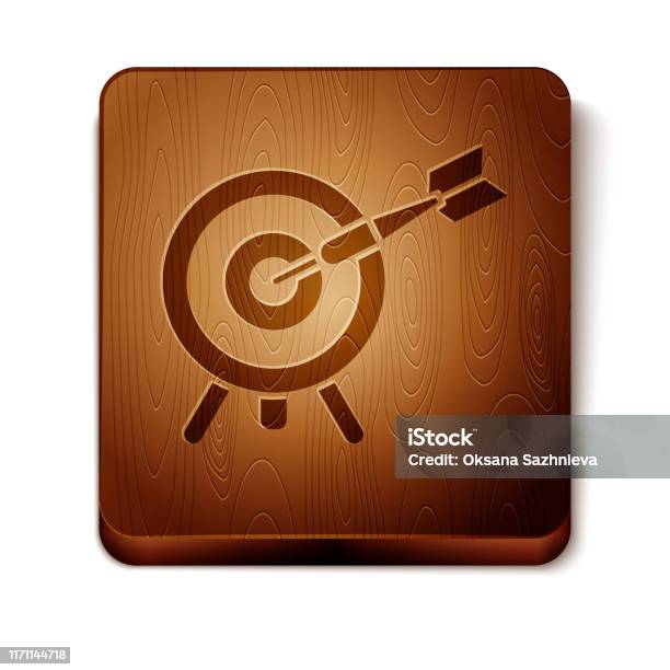 Brown Target Met Pijlpictogram Geïsoleerd Op Witte Achtergrond Dart