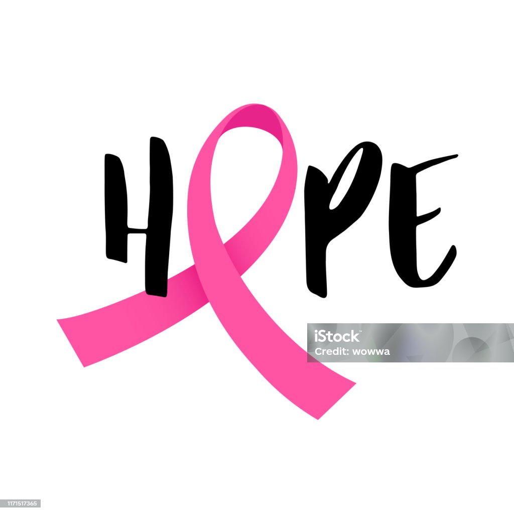 Hope Lettering Design With Pink Ribbon Stock Illustration Download