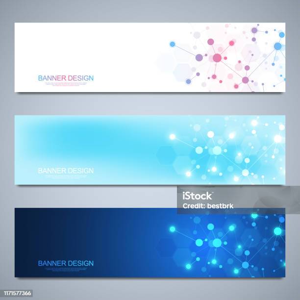 Spanduk Desain Template Dengan Struktur Molekul Dan Jaringan Saraf