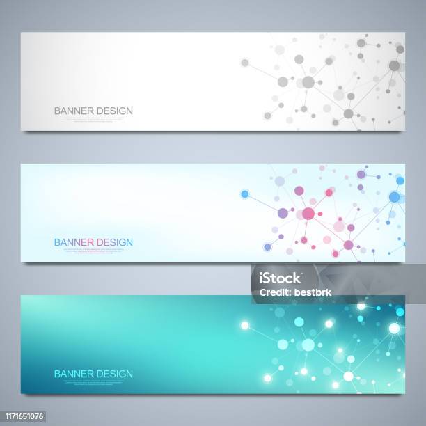 Spanduk Desain Template Dengan Struktur Molekul Dan Jaringan Saraf