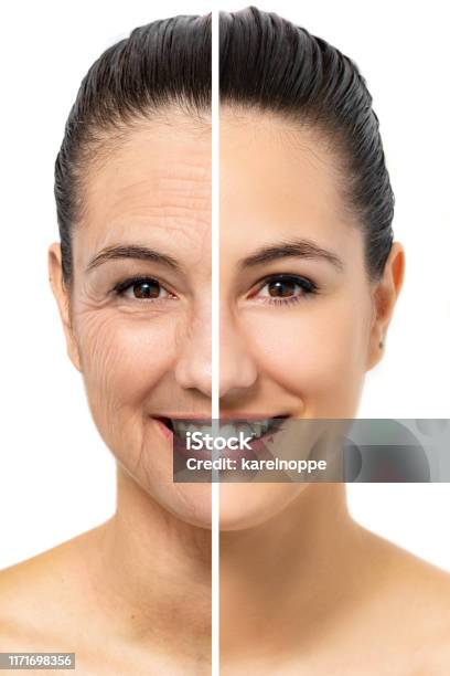 Conceptual Female Facial Aging Stock Photo - Download Image Now ... Conceptual Female Facial Aging Stock Photo - Download Image Now ...