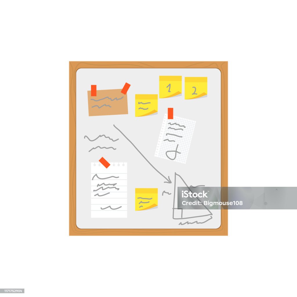 Ilustración De Dibujos Animados Color Office Wall Board Pin Vector Y