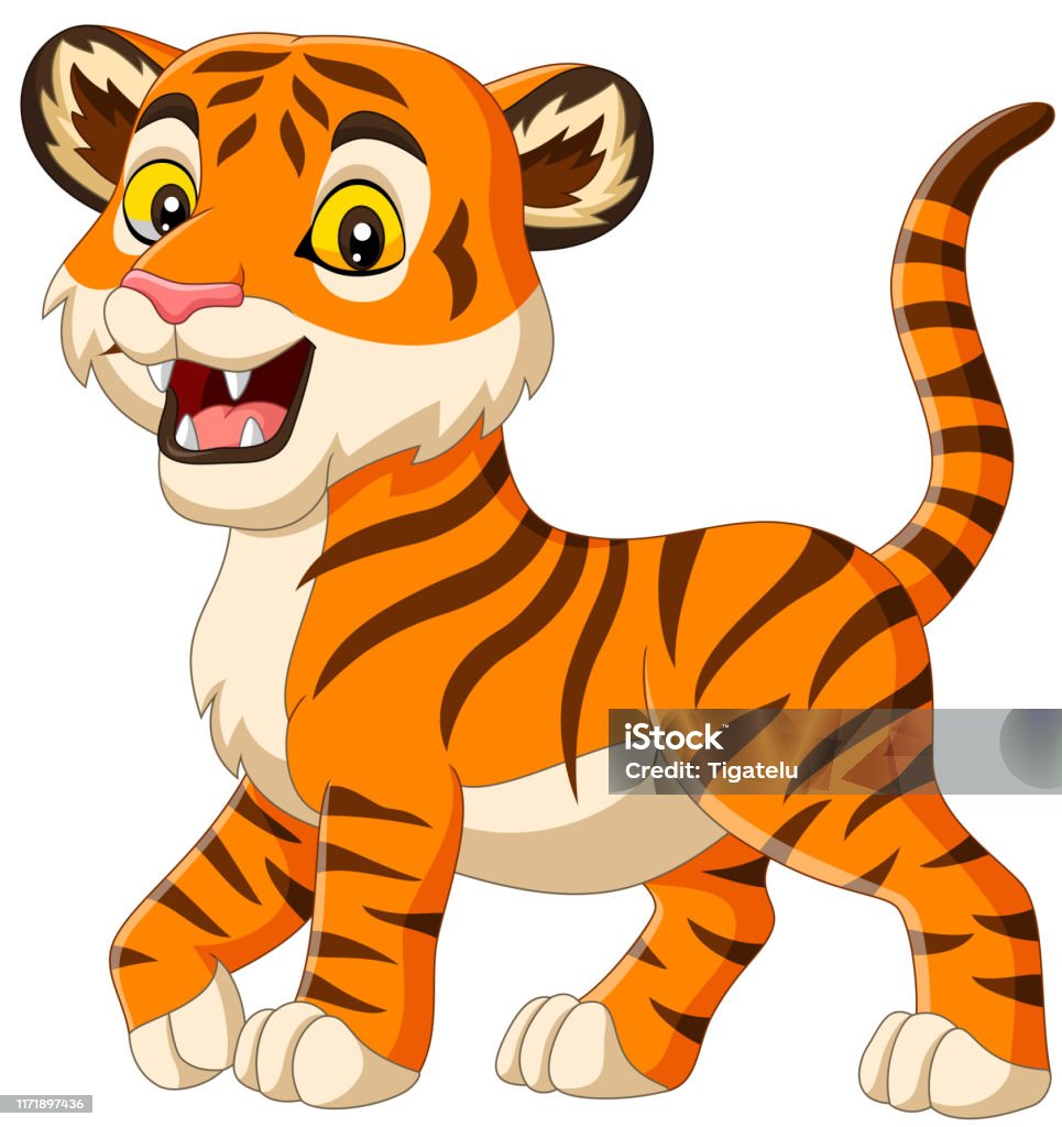 Tigre De Chéri De Dessin Animé Disolement Sur Le Fond Blanc Vecteurs