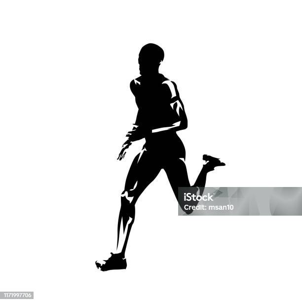 Runner Side View Isolated Vector Ink Drawing Abstract Silhouette Of ... Runner Side View Isolated Vector Ink Drawing Abstract Silhouette Of ...