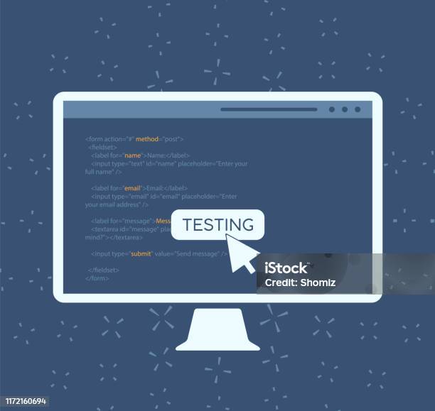Software Testing Looking Closer Closeup To The Source Code Script To Find Bug Stock Illustration