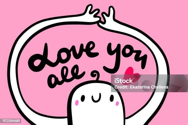 Love You All Hand Drawn Vector Ilustrasi Dengan Lucu Kartun Pria ... Love You All Hand Drawn Vector Ilustrasi Dengan Lucu Kartun Pria ...