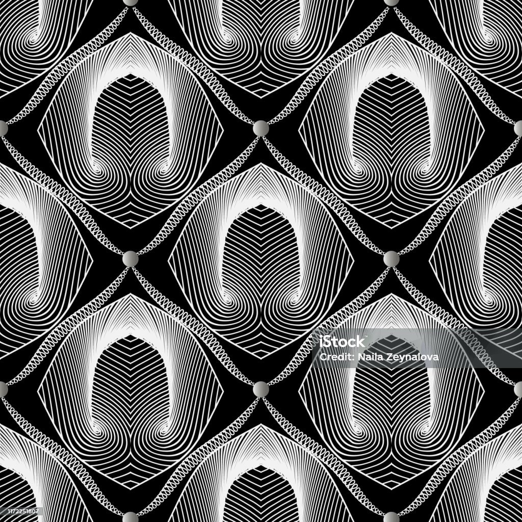 Abstract Ornamental Modern Vector Seamless Pattern Black And White