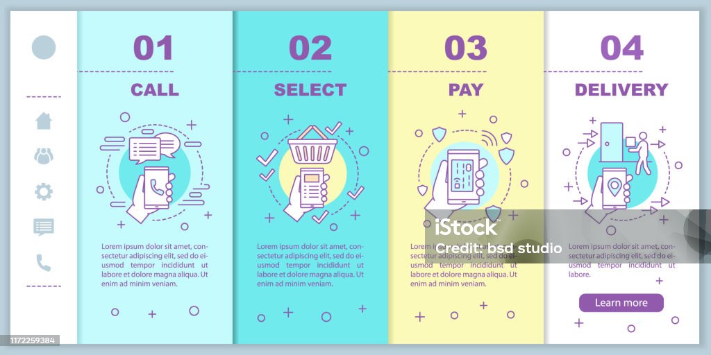 Online Shopping Onboarding Mobile Web Pages Vector Template Stock