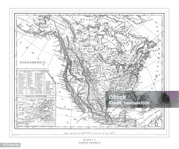 Antike Karte Von Nordamerika Gravur Antike Illustration Veröffentlicht ... Antike Karte Von Nordamerika Gravur Antike Illustration Veröffentlicht ...