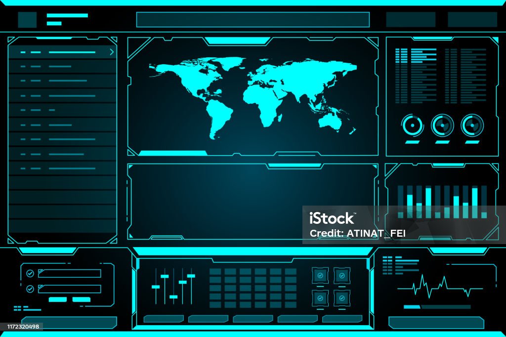 Teknologi Abstrak Hud Panel Kontrol Antarmuka Futuristik Desain Vektor