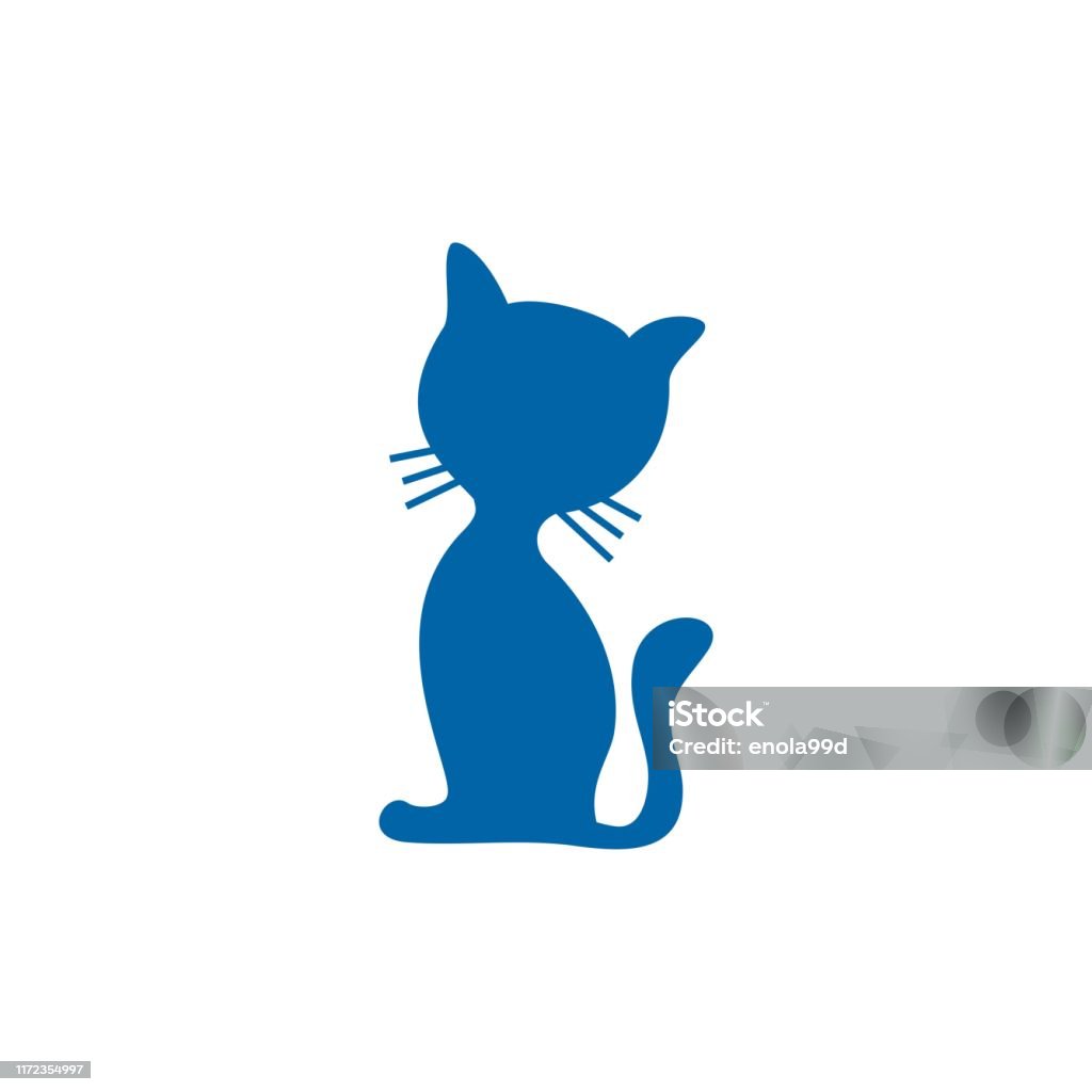Cute Cartoon Kitty Cat Silhouette Stock Illustration Download Image