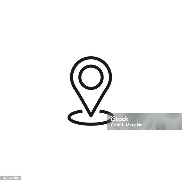 Outline Location Icon Gps Pointer Map Pin Navigator Guide Vector Line Simple Button Stock