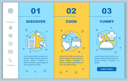 Makanan Memasak Onboarding Halaman Web Seluler Vektor Template